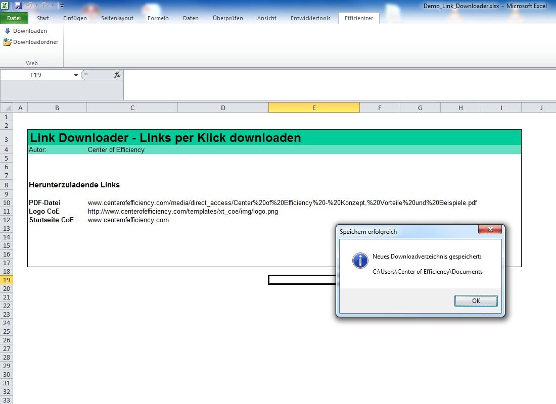 Links herunterladen in Excel: Download von URLs per Klick